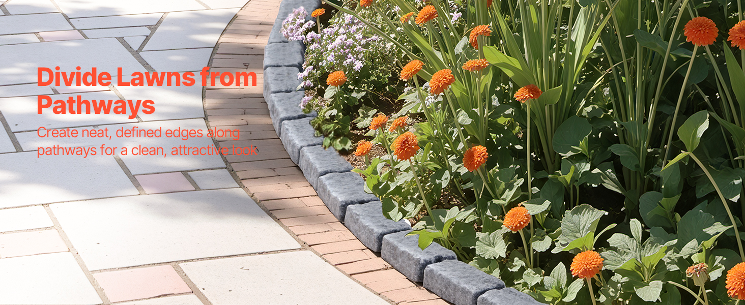 Fake Stone Landscape Edging 46.2 x 2.2 in Garden Lawn Edging Border for ...