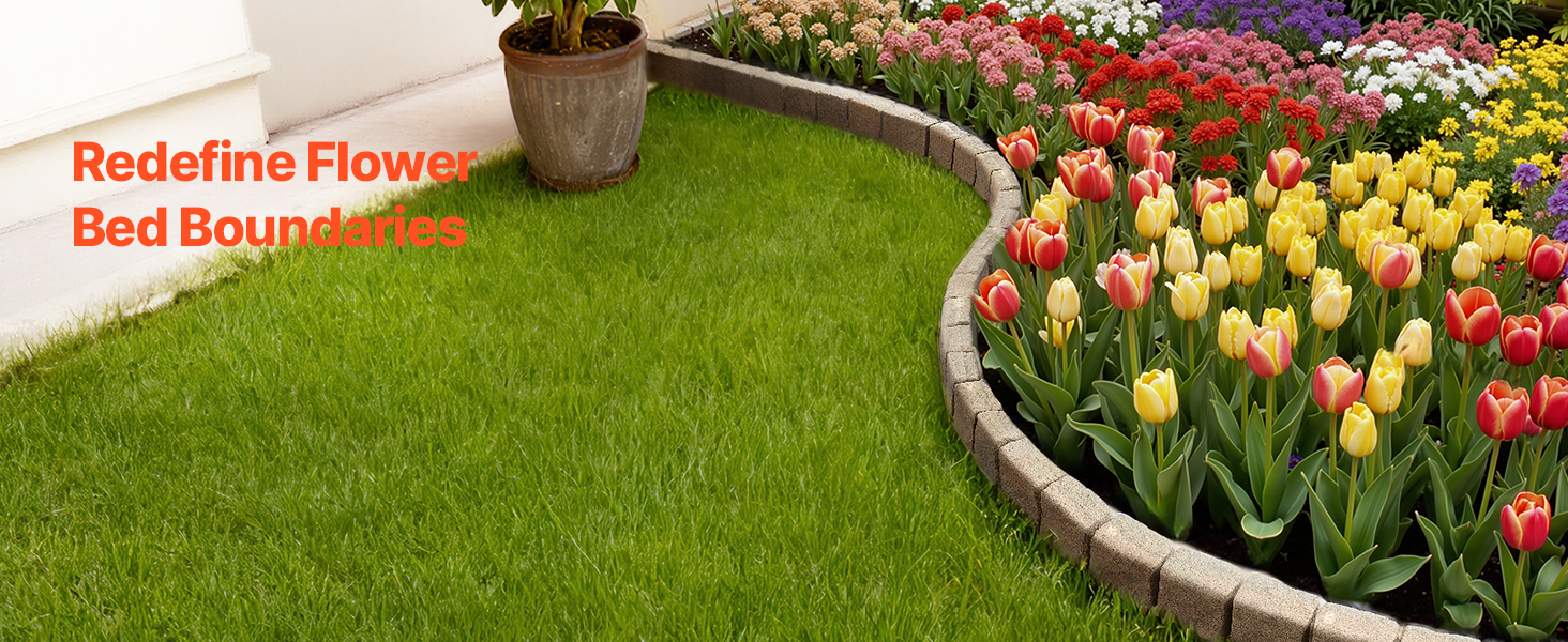 VEVOR Faux Stone Landscape Edging 46.8x3.9 in Lawn Edging Fade ...