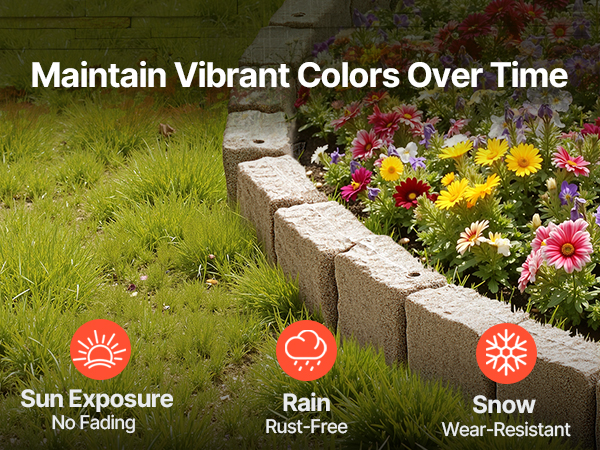VEVOR Faux Stone Landscape Edging 46.8x3.9 in Lawn Edging Fade ...