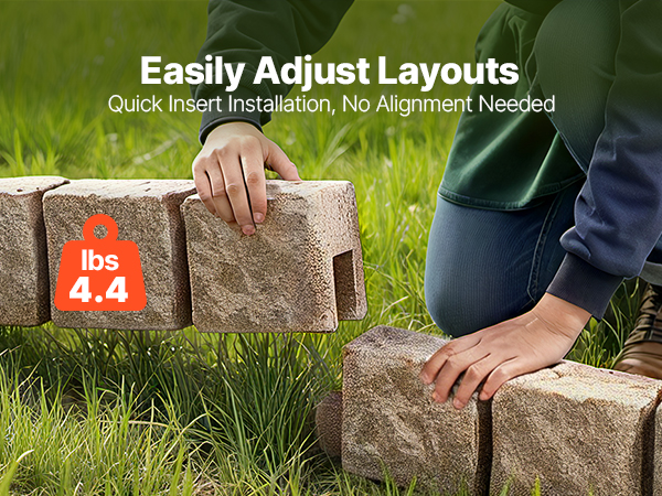 VEVOR Faux Stone Landscape Edging 46.8x3.9 in Lawn Edging Fade ...
