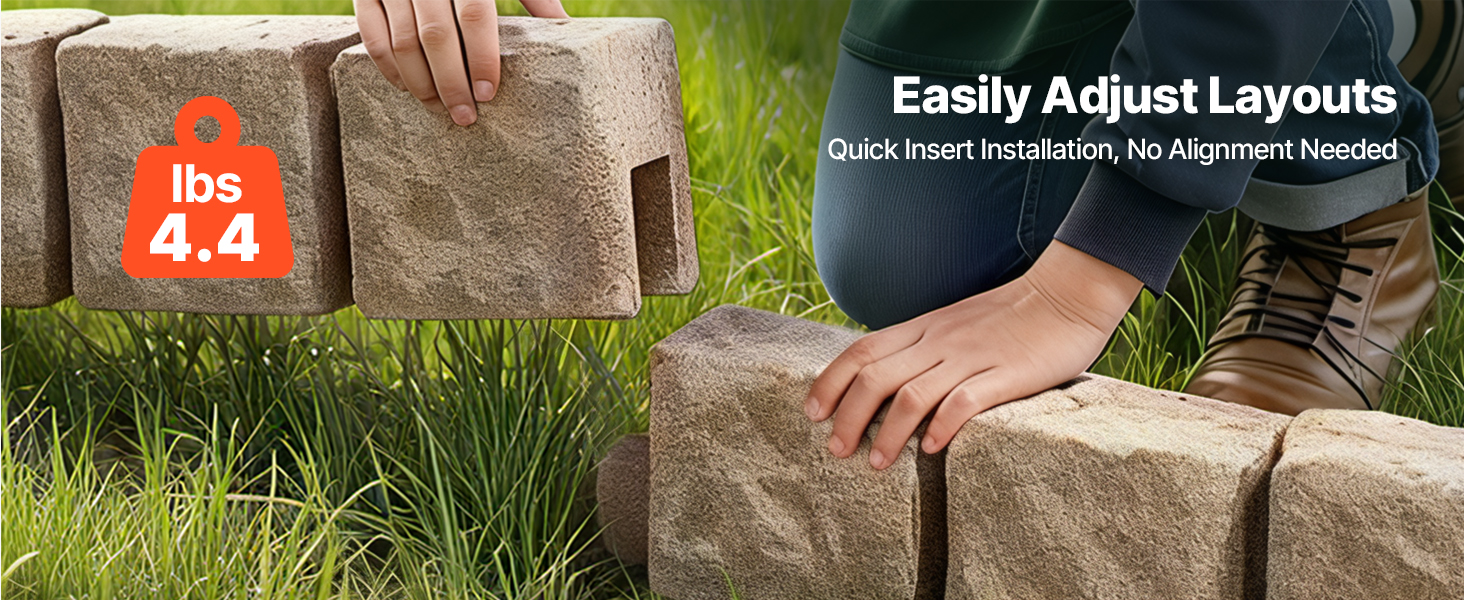 VEVOR Faux Stone Landscape Edging 46.8x3.9 in Lawn Edging Fade ...