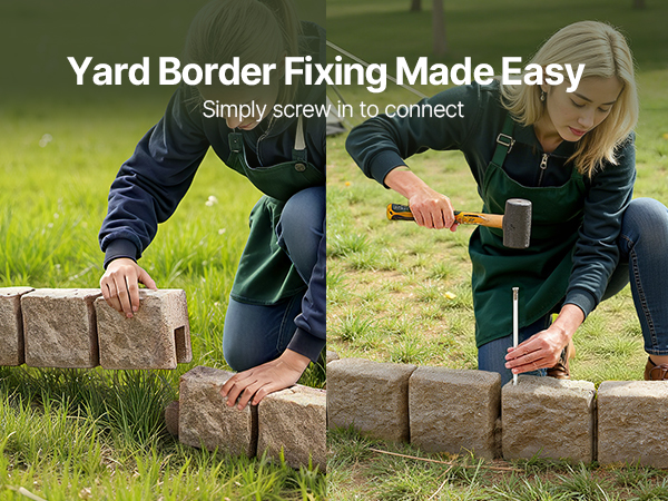 VEVOR Faux Stone Landscape Edging 46.8x3.9 in Lawn Edging Fade ...