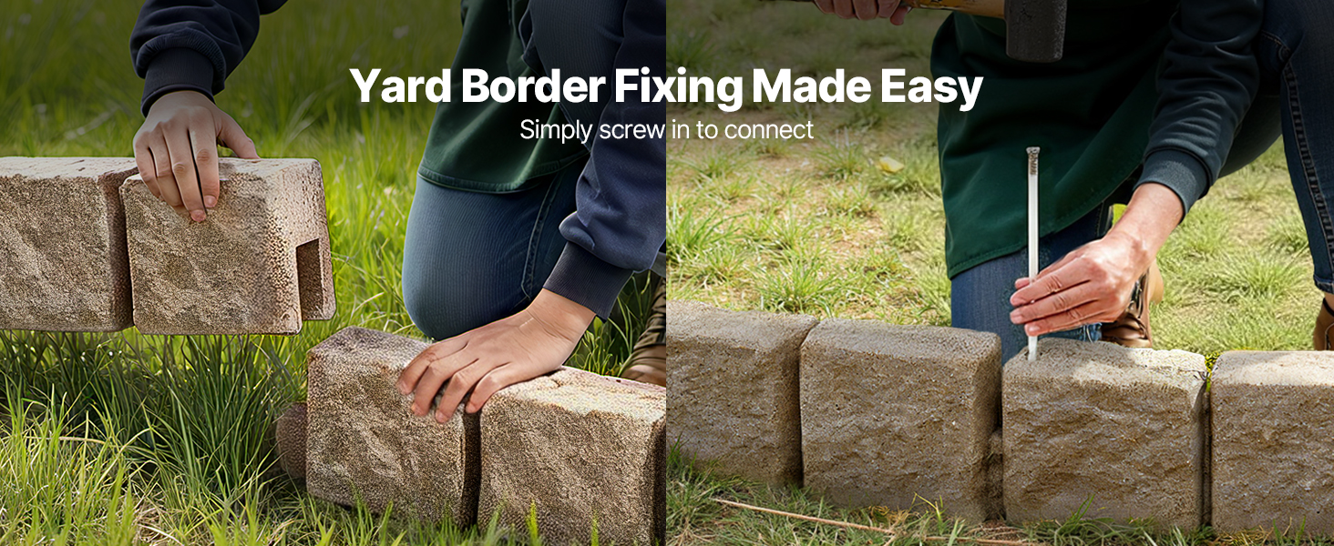 VEVOR Faux Stone Landscape Edging 46.8x3.9 in Lawn Edging Fade ...