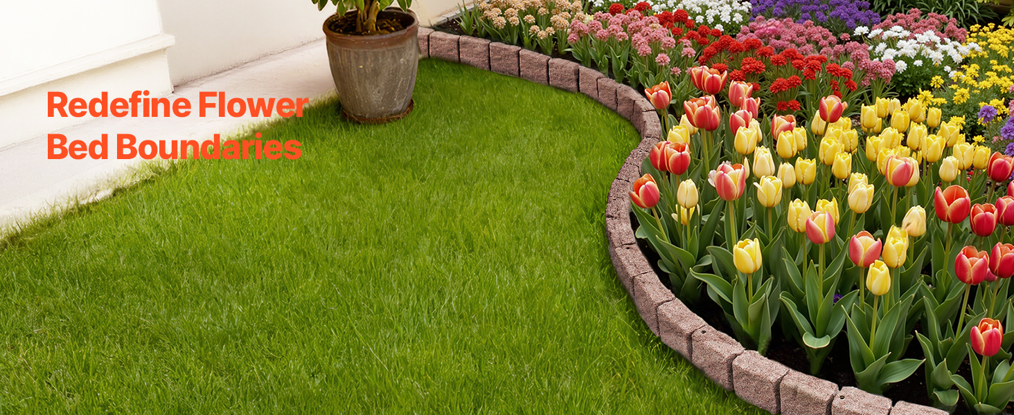 VEVOR Fake Stone Landscape Edging 46.8x3.9 in Lawn Edging Fade ...