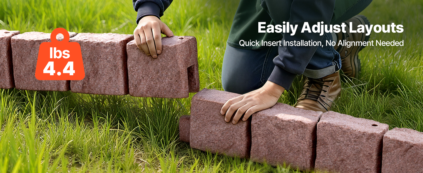 VEVOR Fake Stone Landscape Edging 46.8x3.9 in Lawn Edging Fade ...