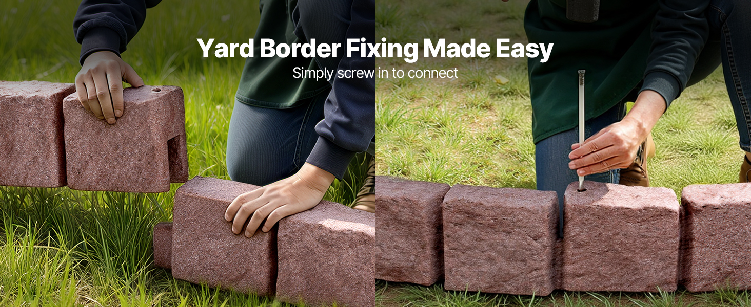 VEVOR Fake Stone Landscape Edging 46.8x3.9 in Lawn Edging Fade ...