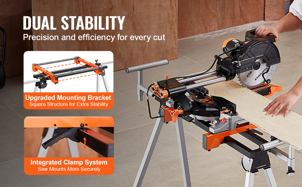 VEVOR Miter Saw Stand 300lbs Load Capacity Steel Collapsible Stand for ...