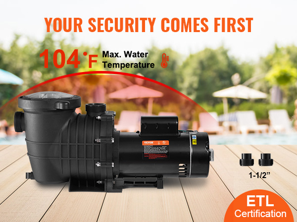 VEVOR Pool Pump 2.0HP 230V, Variable Dual Speed Pumps 1500W, 5520 GPH ...
