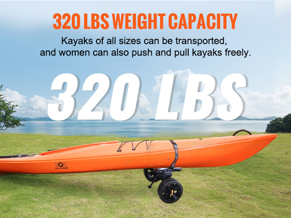 VEVOR Heavy Duty Kayak Cart, 320lbs Load Capacity, Detachable Canoe ...