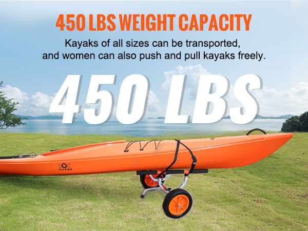 VEVOR Heavy Duty Kayak Cart, 450lbs Load Capacity, Detachable Canoe ...