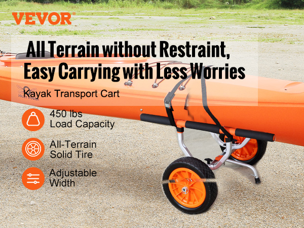 VEVOR Heavy Duty Kayak Cart, 450lbs Load Capacity, Detachable Canoe ...