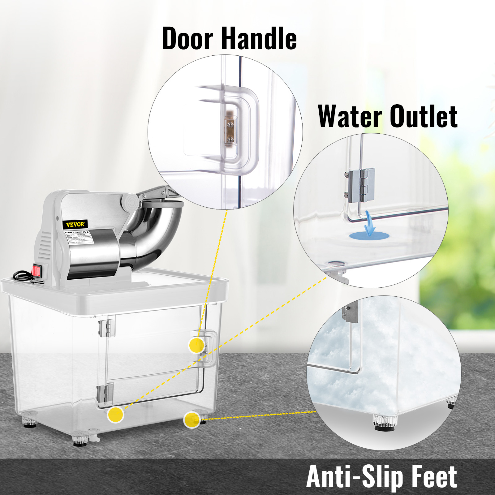 VEVOR 110V Commercial Ice Crusher 440LBS/H, ETL Approved 300W Electric ...