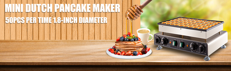 VEVOR 110V Mini Dutch Pancake Baker 50PCS 1700W Commercial Electric ...