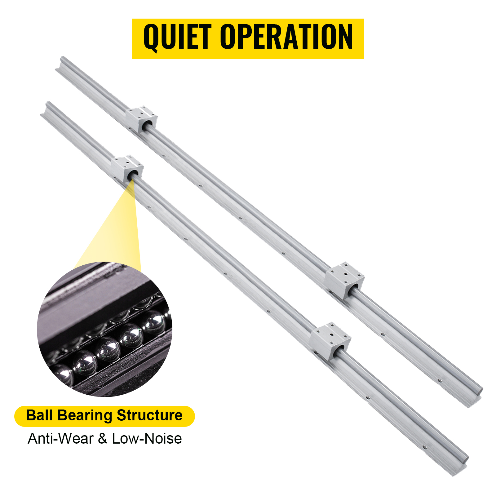 VEVOR Linear Rail SBR12-1000mm 38mm Linear Slide W/ 4 SBR12UU Bearing ...