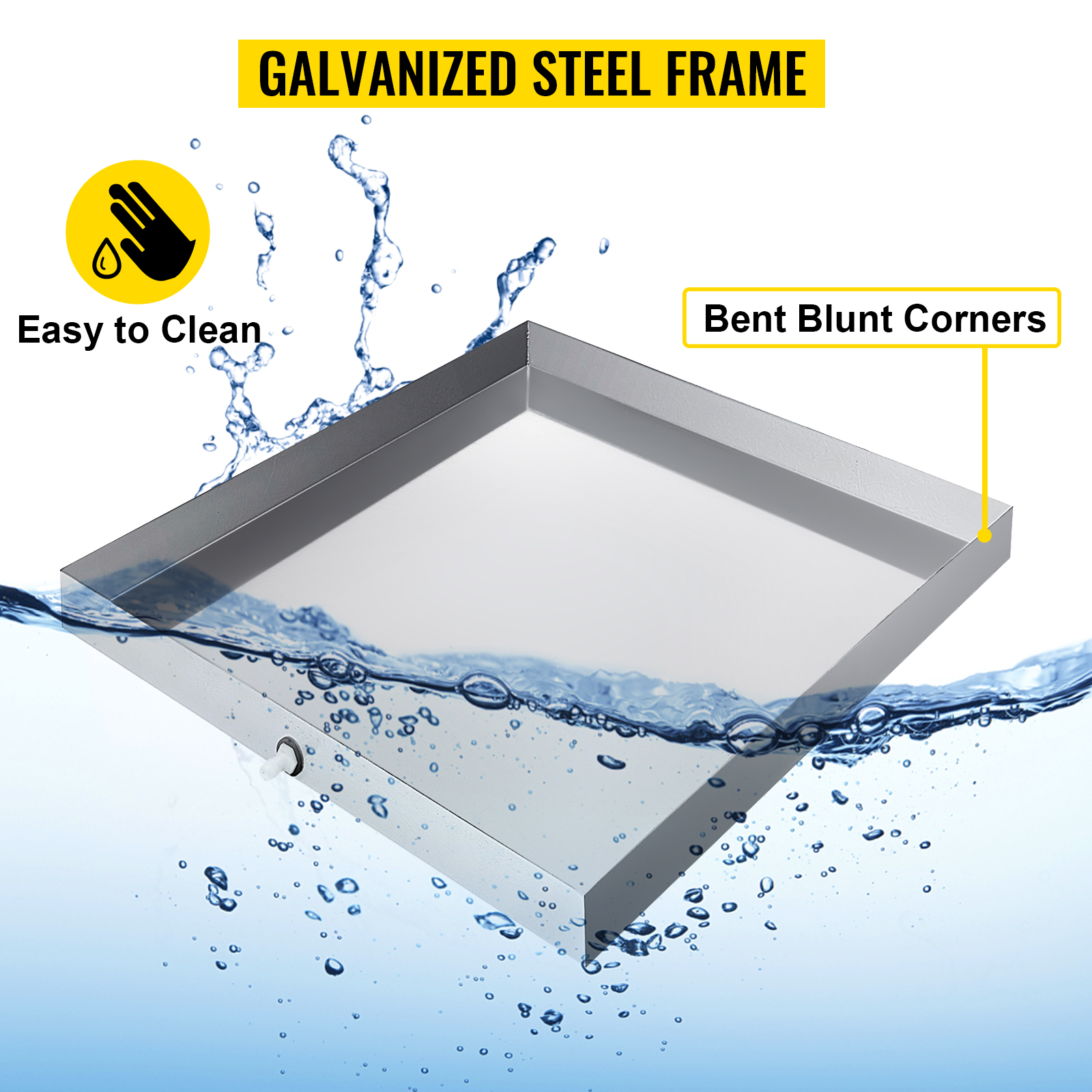 VEVOR 32 x 30 x 2.5 Inch Washing Machine Pan 18 GA Thickness Galvanized ...