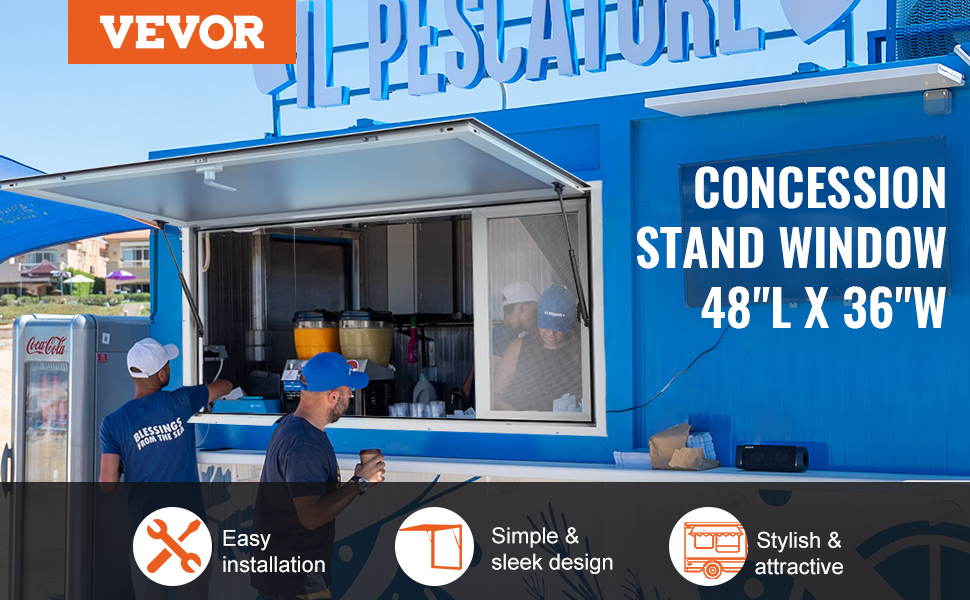 VEVOR 48"L x 36"W Concession Stand Serving Window Food Truck Service ...