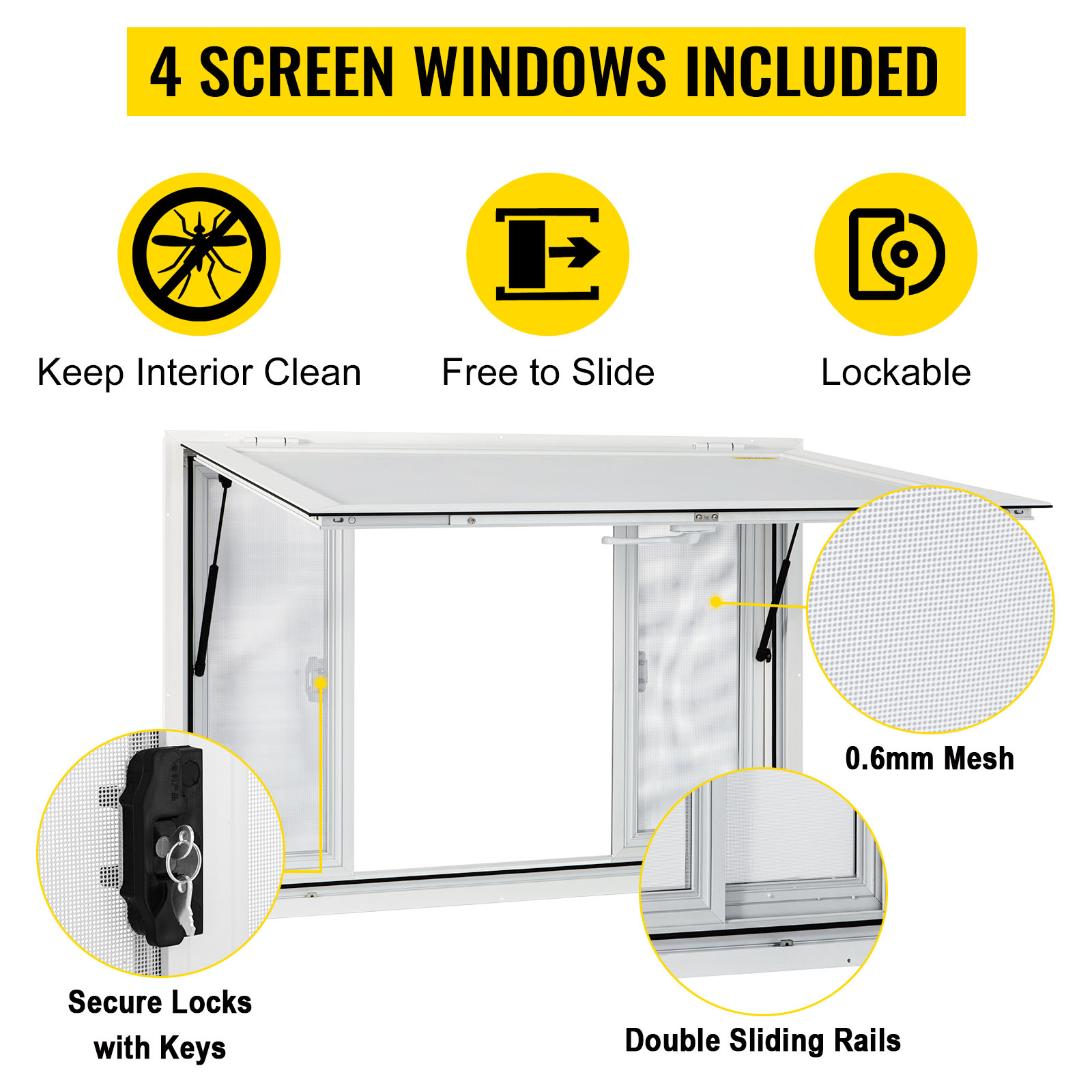 VEVOR Concession Window, 60 x 36 inch, Aluminum Alloy Food Truck ...