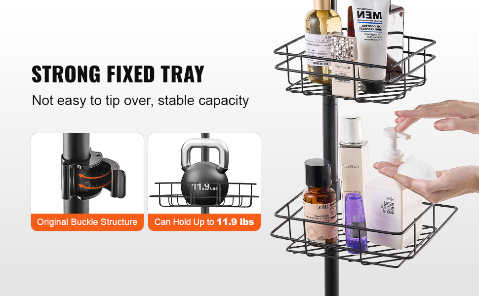 VEVOR 42" to 114" High Shower Corner Caddy Tension Pole Rust-Proof ...