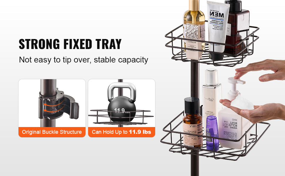 VEVOR 42" to 114" High Shower Corner Caddy Tension Pole Rust-Proof ...