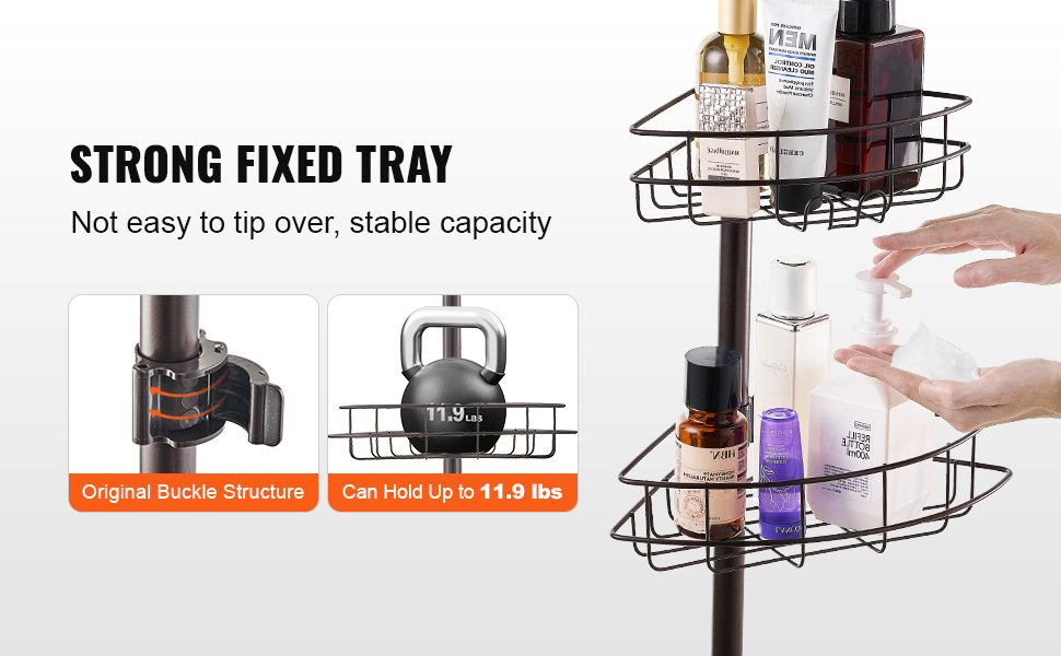 VEVOR 56" to 114" High Shower Corner Caddy Tension Pole Rust-Proof ...