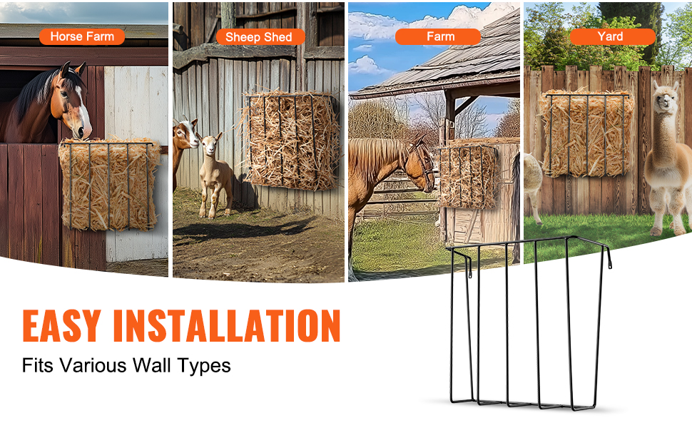 VEVOR Livestock Hay Feeder 24 Gallons Wall Mounted Goat Hay Rack for ...
