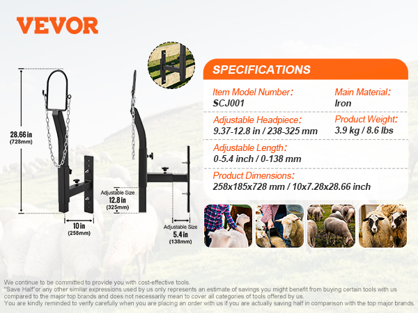 VEVOR Livestock Trimming Stand, Goat & Sheep Stand 9.37-12.8 inch ...