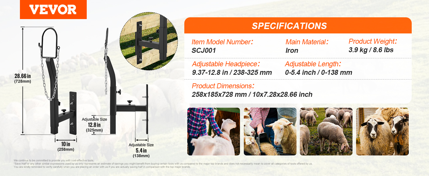 VEVOR Livestock Trimming Stand, Goat & Sheep Stand 9.37-12.8 inch ...