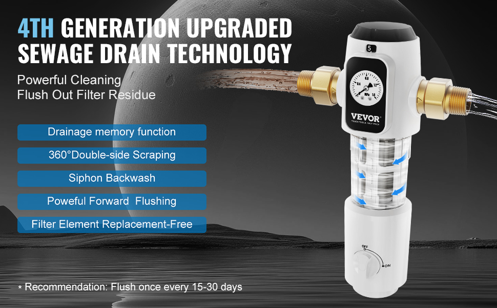 VEVOR Spin Down Filter, 40 Micron Whole House Sediment Filter for Well ...