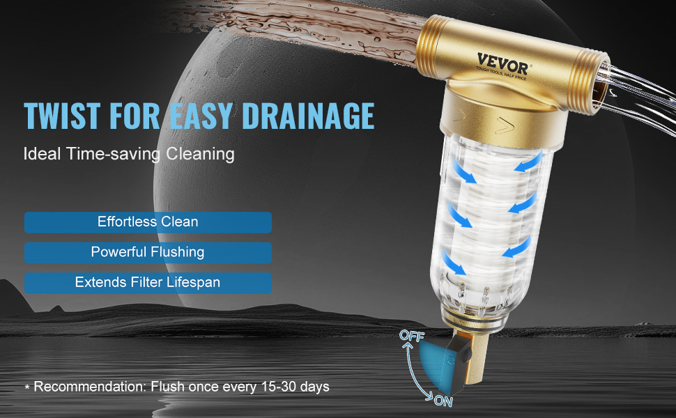 VEVOR Spin Down Filter, 40 Micron Whole House Sediment Filter for Well ...