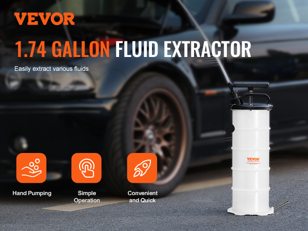 VEVOR Fluid Extractor, 1.74 Gallons (6.5 Liters), Manual Hand-Operated ...