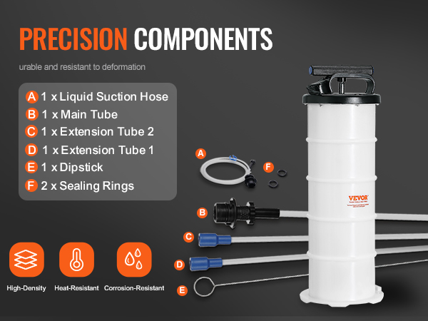VEVOR Fluid Extractor, 1.74 Gallons (6.5 Liters), Manual Hand-Operated ...