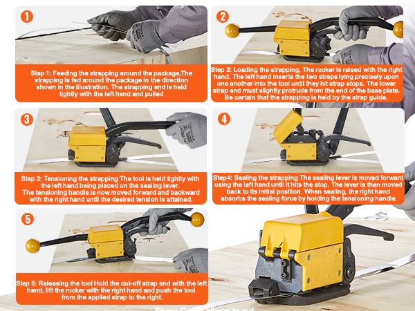 VEVOR Steel Strapping Tool for 1/2"-3/4" Width, 3-in-1 (Tensioner ...