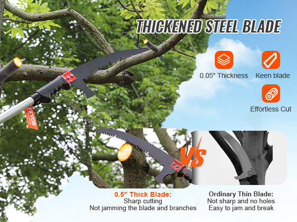 VEVOR Manual Pole Saw, 4.9-20 ft Extendable Tree Pruner, Sharp Steel Blade for High Branches ...