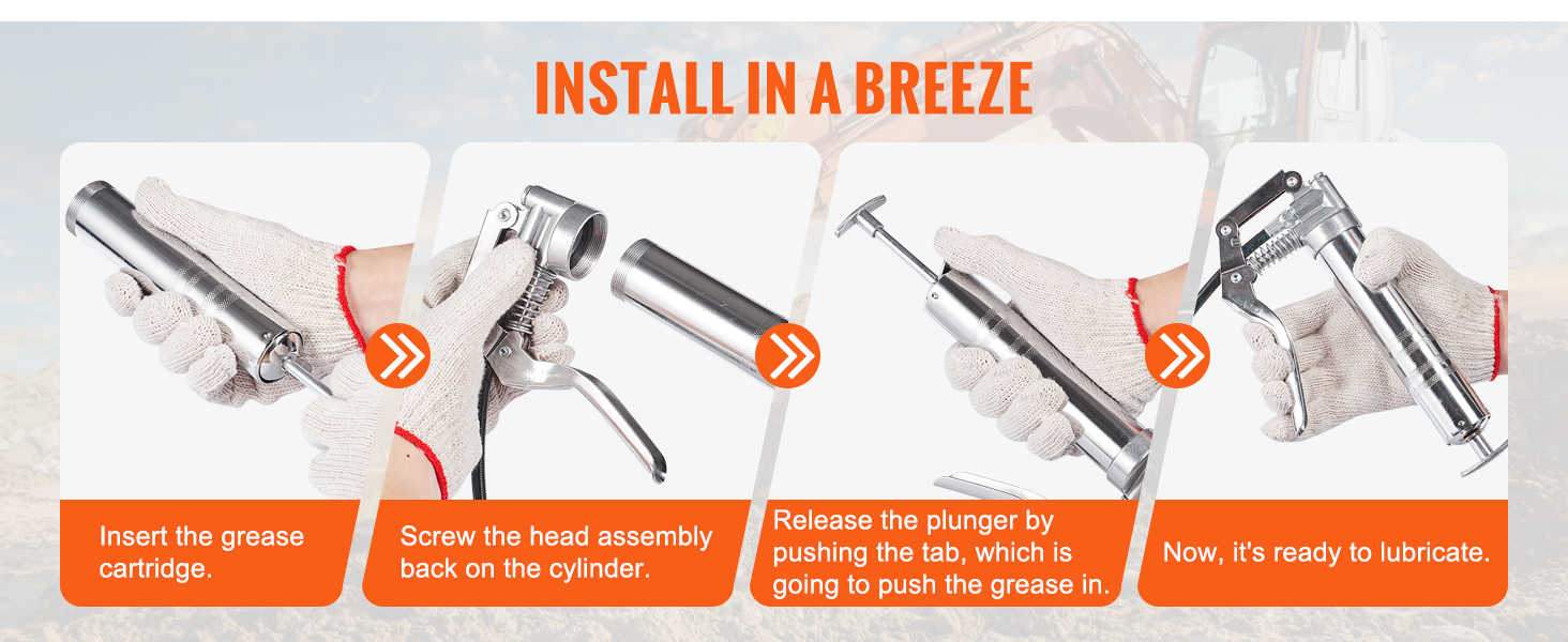VEVOR Pistol Grip Grease Gun, 3500 PSI, 4 OZ / 120 CC Capacity Heavy ...
