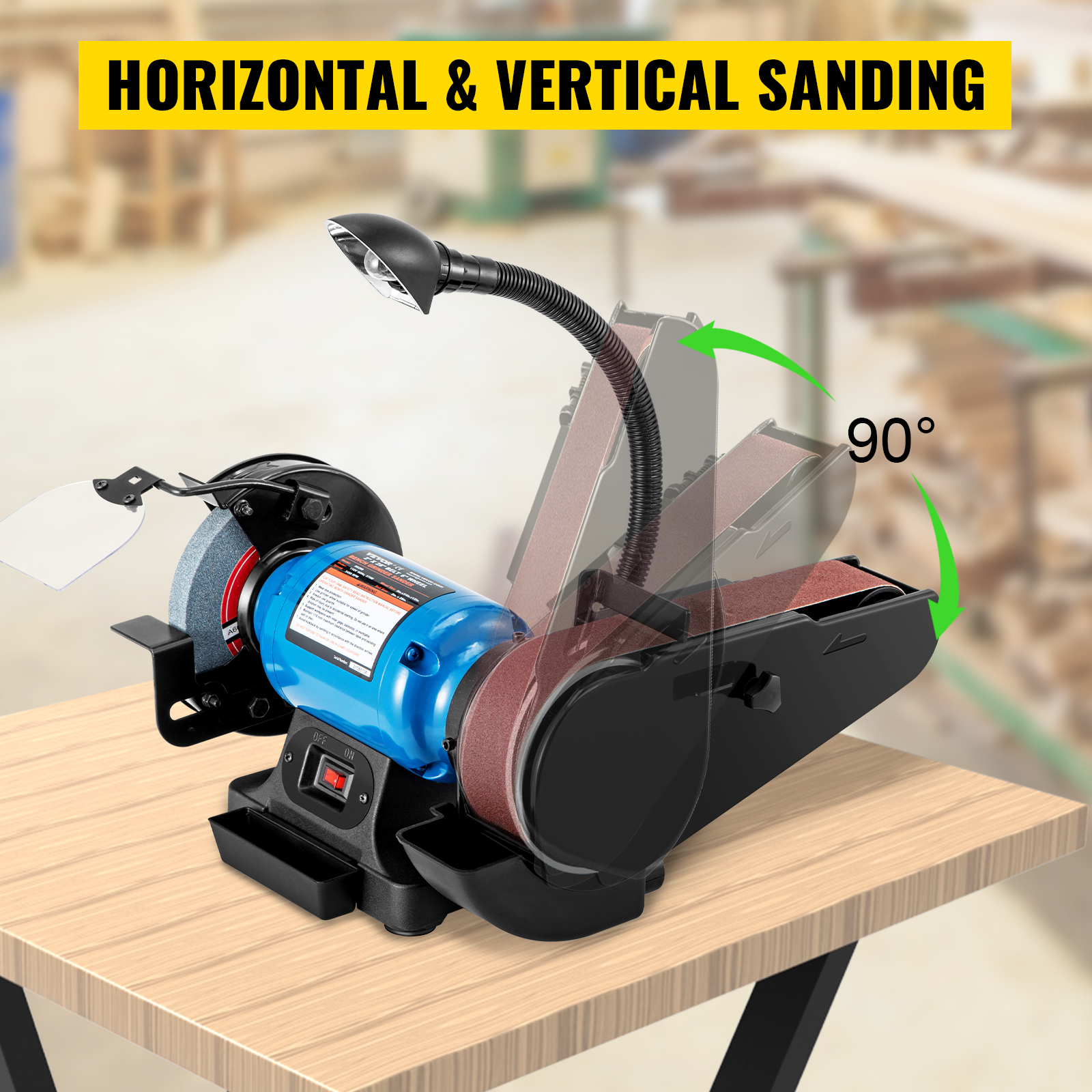 2" Belt Sander and 6" Disc Sander With Sturdy Base & LED Working Lamp ...