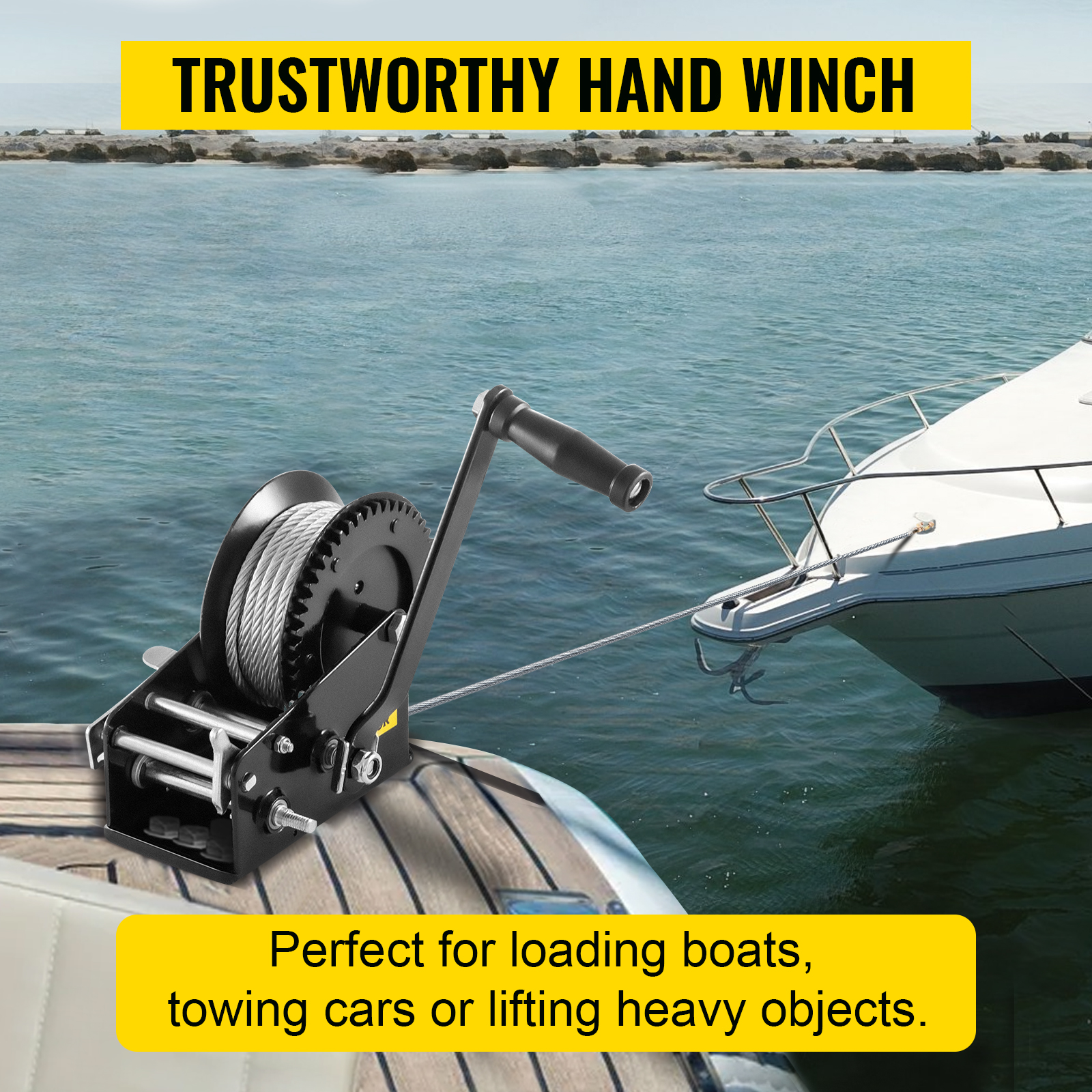 VEVOR Rope Crank, 3500 LBS Capacity Heavy Duty Hand Winch with 10 m(32. ...
