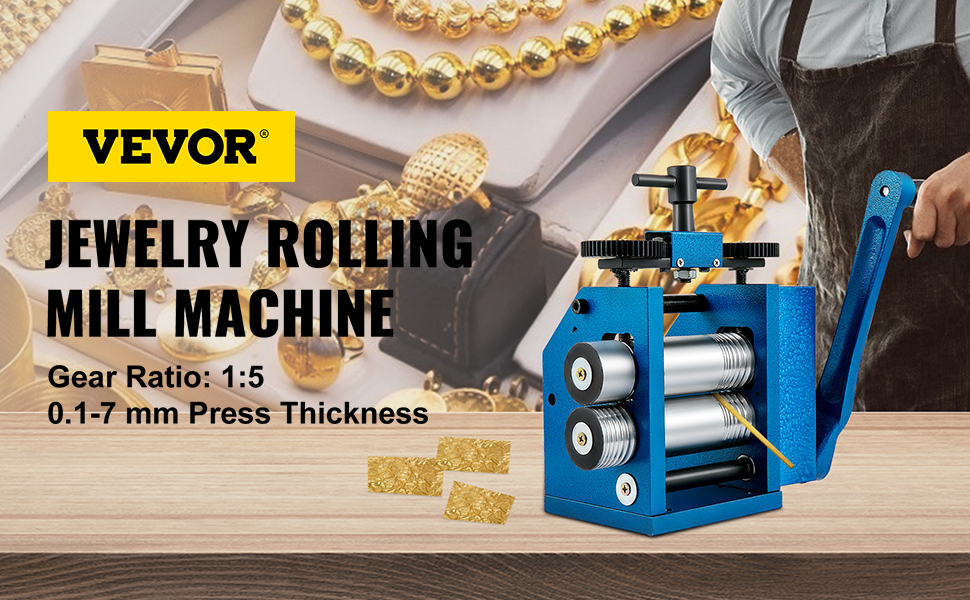 VEVOR Rolling Mill 4.4"/112mm Jewelry Rolling Mill Machine Gear Ratio 1 ...