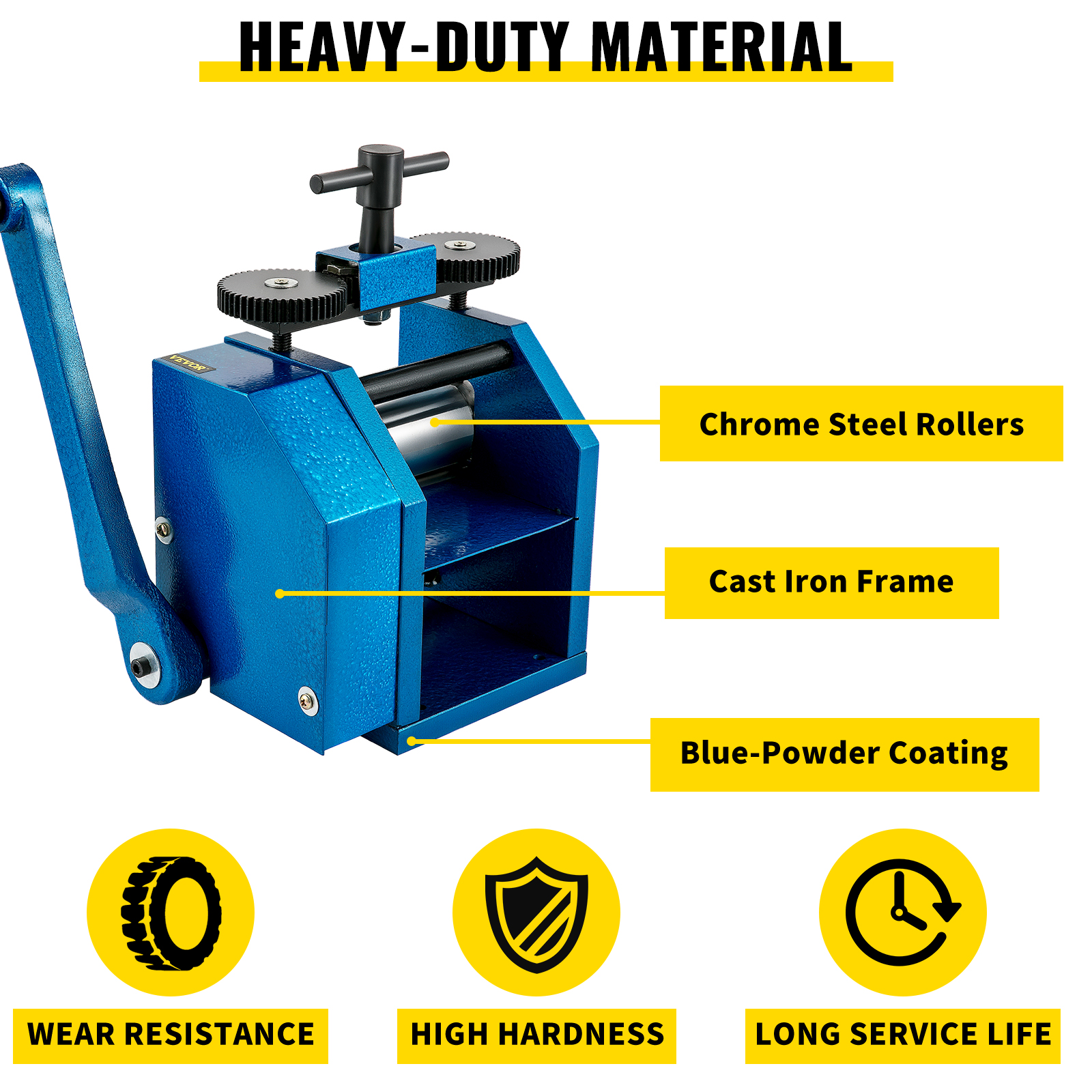 VEVOR Rolling Mill 4.4"/112mm Jewelry Rolling Mill Machine Gear Ratio 1 ...