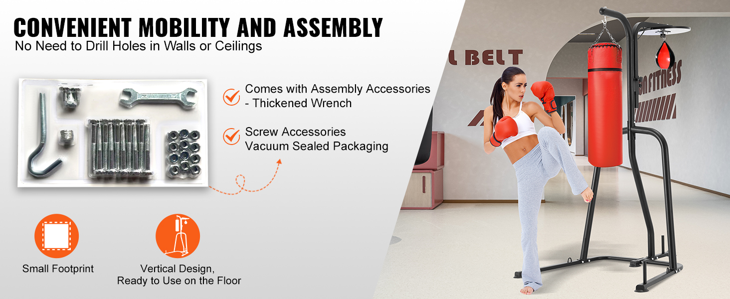 VEVOR 2 in 1 Punching Bag Stand, Steel Heavy Duty Workout Equipment ...