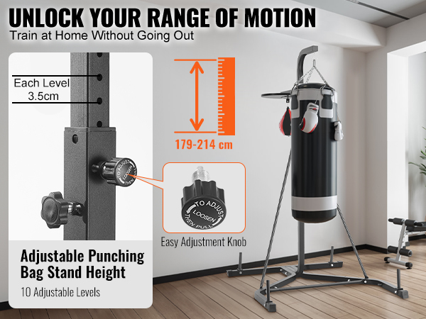 VEVOR 2 in 1 Punching Bag Stand, Steel Heavy Duty Workout Equipment ...