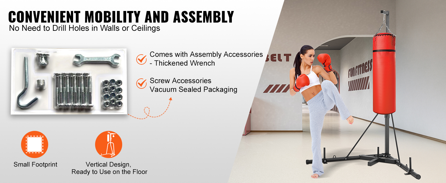 VEVOR 2 in 1 Punching Bag Stand, Steel Heavy Duty Workout Equipment ...