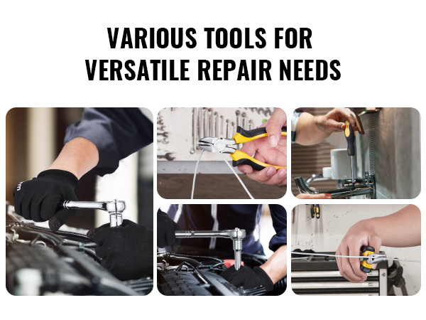 VEVOR 221-Piece Mechanics Tool Set 1/4" and 3/8" Drive Sockets SAE and ...