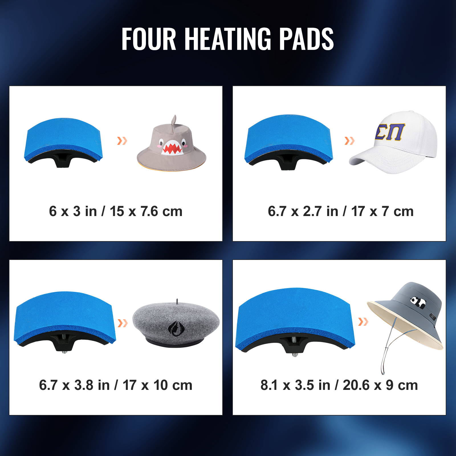 VEVOR Hat Heat Press Cap Heat Press Machine 4 Heating Pads Sublimation ...