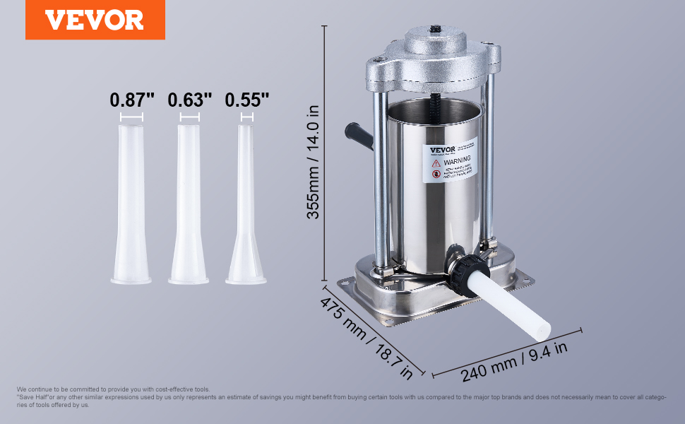 VEVOR Manual Sausage Stuffer 2 L Vertical Sausage Machine 304 Stainless ...