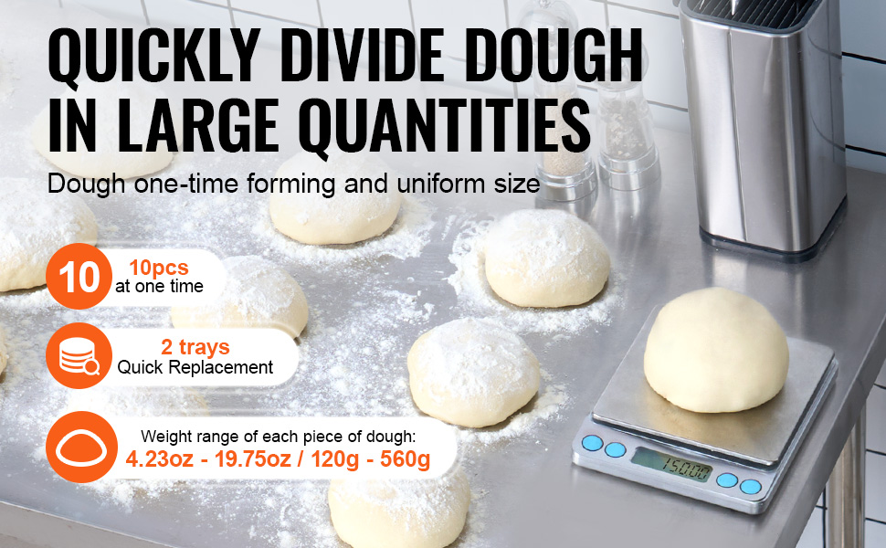 VEVOR Manual Dough Divider 10PCS Hand Press Dough Cutter Bread Maker ...