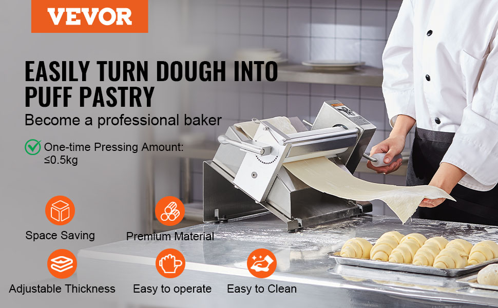 VEVOR Manual Dough Sheeter Machine Max 1/2" Dough Roller Pastry Press ...