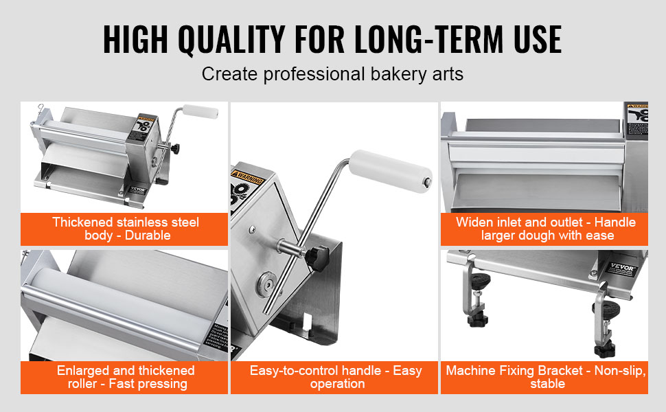 VEVOR Manual Dough Sheeter Machine Max 1/2" Dough Roller Pastry Press ...