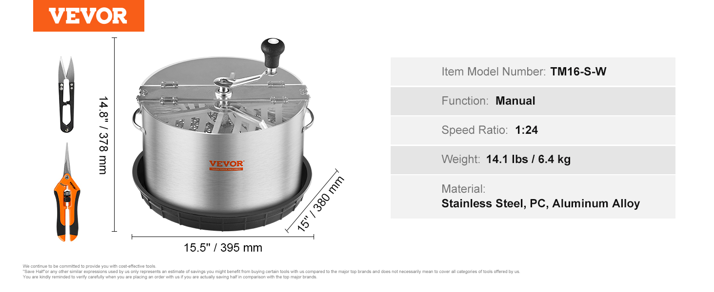 VEVOR Bud Leaf Trimmer, 16 inch Stainless Steel Manual Bud Trimmer ...