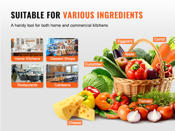 VEVOR Manual Vegetable Fruit Slicer, 0-0.5"/0-12mm Thickness Adjustable ...
