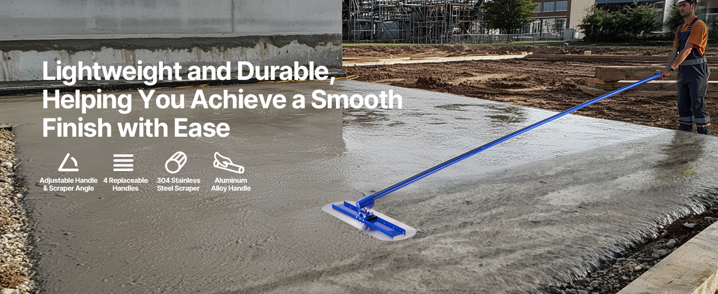 Bull Concrete Float 47.24 x 7.28in Concrete Tool Trowel Float 4 Handle ...